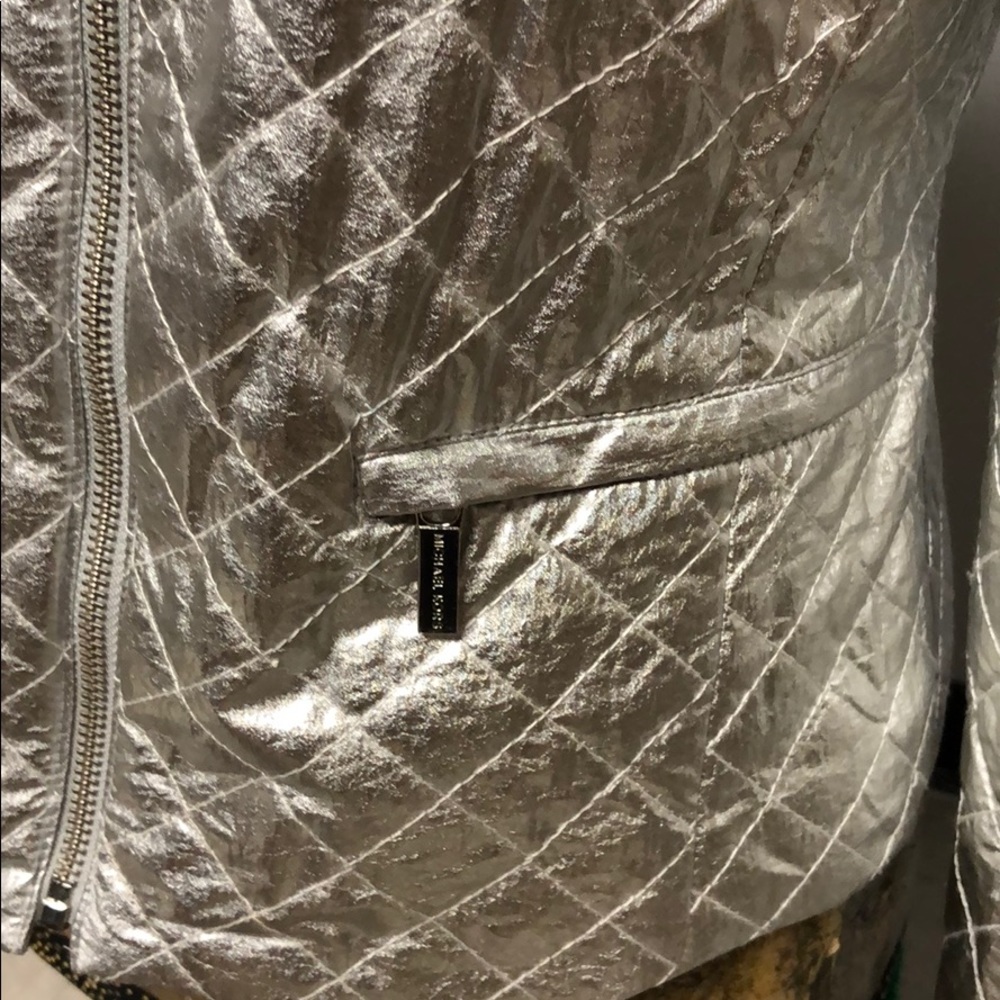 Michael Kors Metallic Silver Quilted Jacket - Gem